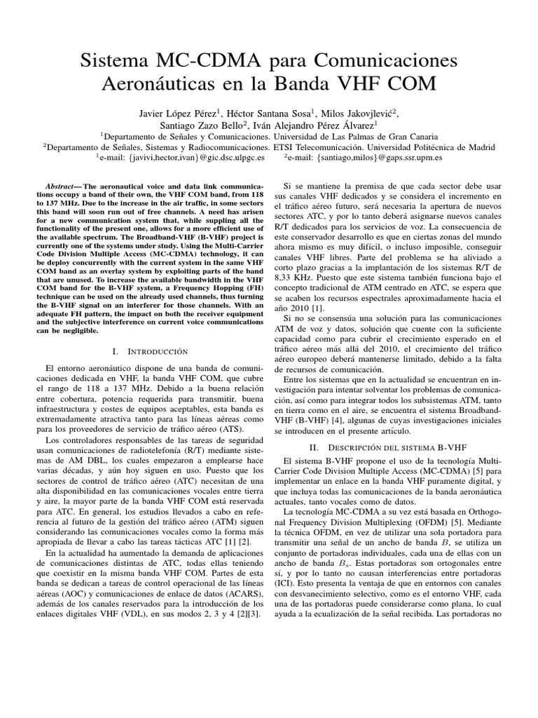 Sistema MC-CDMA para Comunicaciones Aeronáuticas en La Banda VHF PDF | Descargar gratis PDF ...