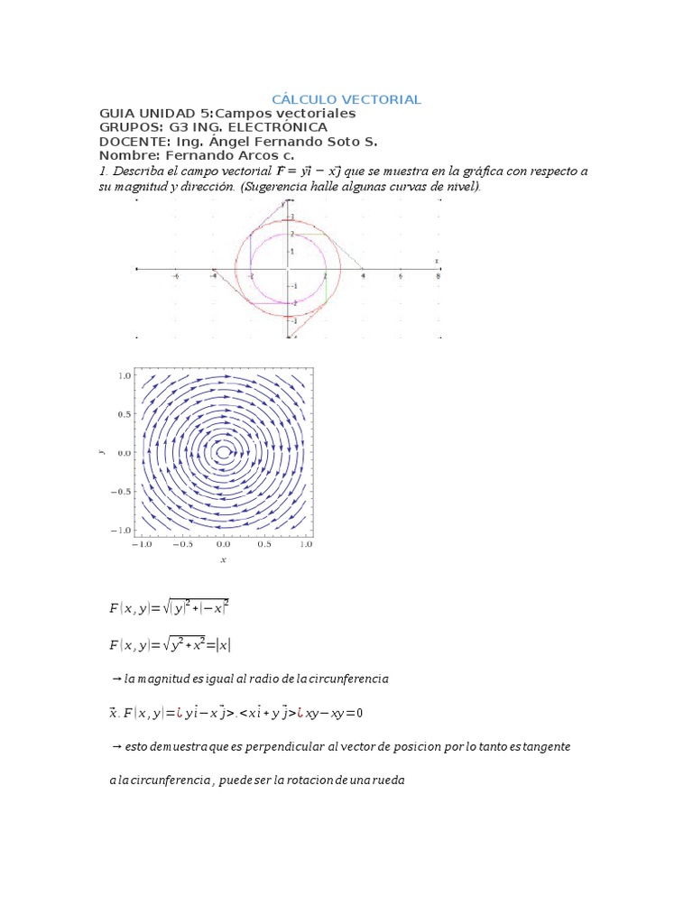 Campos vectoriales guias | PDF | Vector Euclidiano | Integral