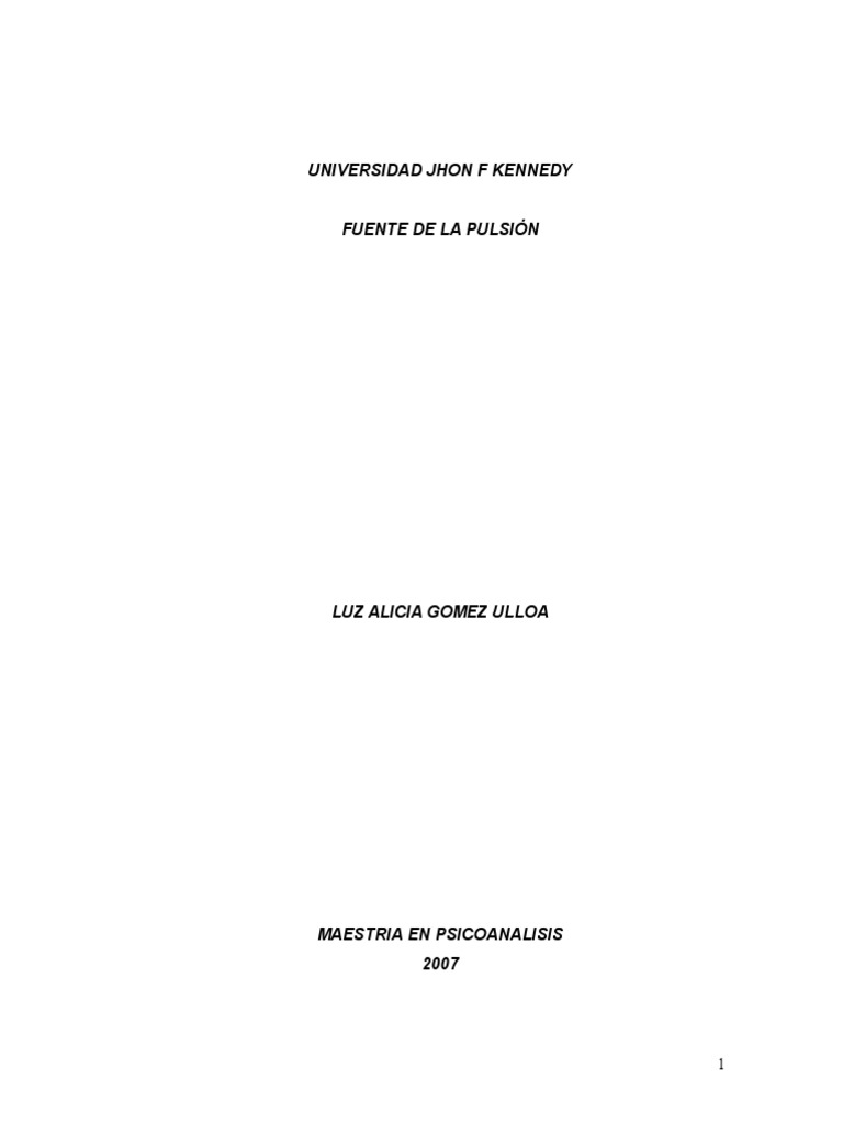 MONOGRAFIA Pulsion | PDF | Psicoanálisis | Sigmund Freud