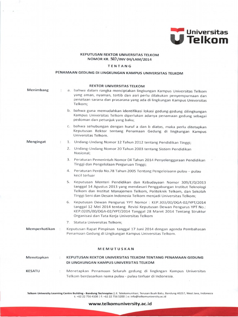 SK Rektor Penamaan Gedung