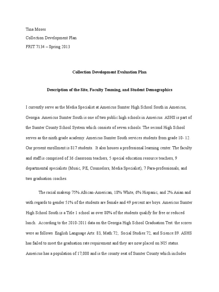 Collection Development Plan | PDF | Books | Curriculum