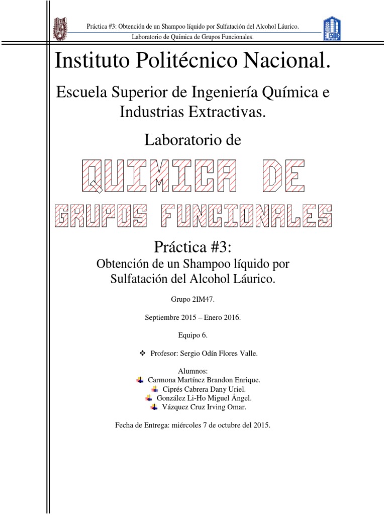 Shampoo por Sulfatación del Alcohol Láurico | PDF | Benceno ...
