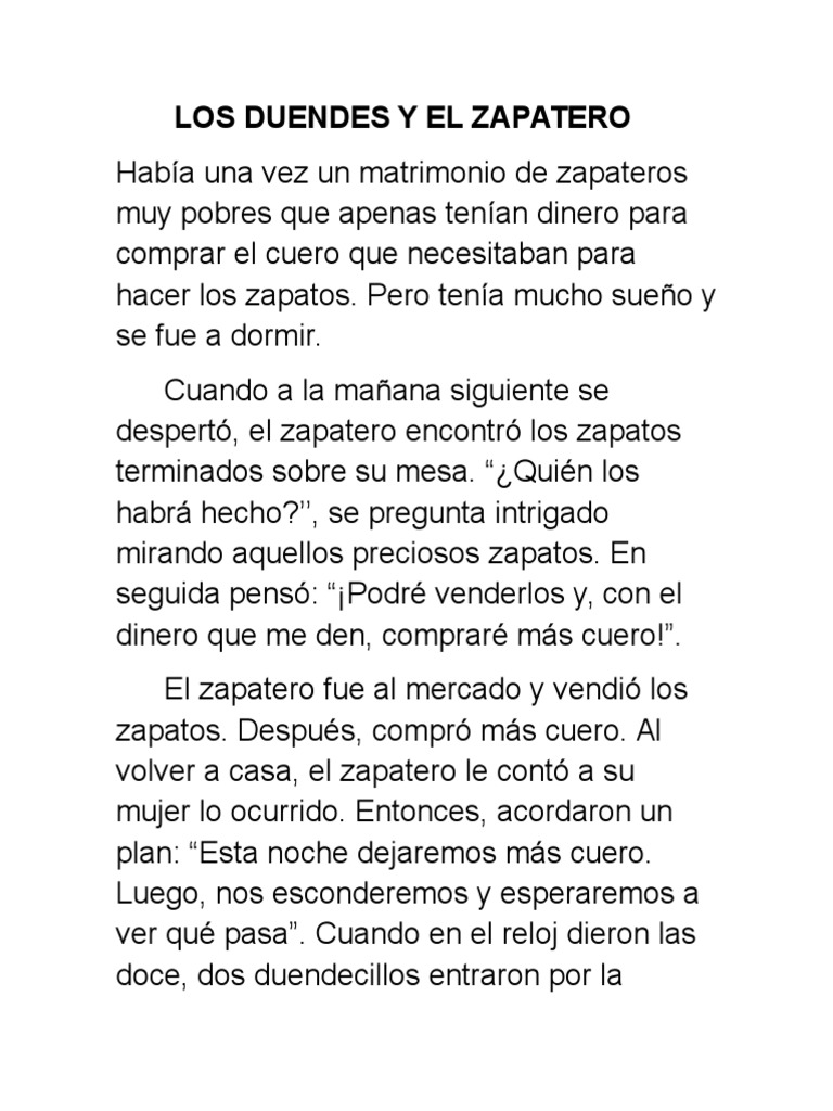 Los Duendes y El Zapatero | PDF