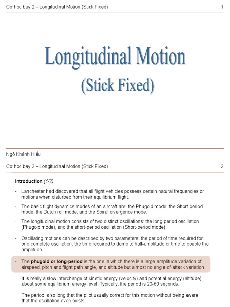 Longitudinal Motion in Flight Dynamics | PDF | Physical Quantities ...