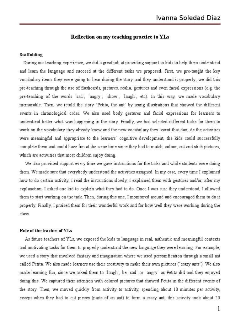 Reflection On Teaching Practice To YLs | Download Free PDF | Vocabulary ...