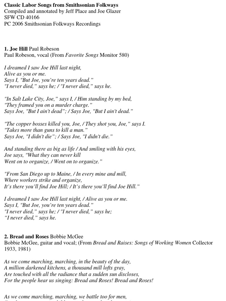 Classic Labor Songs Collection | PDF | Entertainment (General) | Leisure