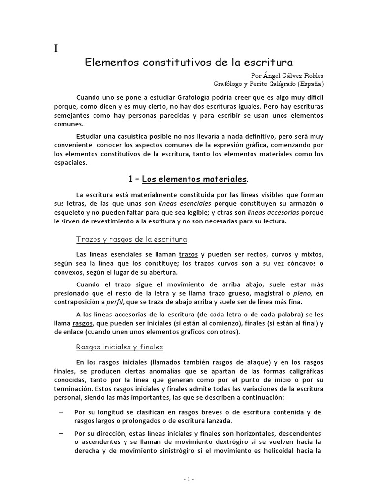 Elementos Constitutivos de La Escritura | PDF | Grafología | Escritura
