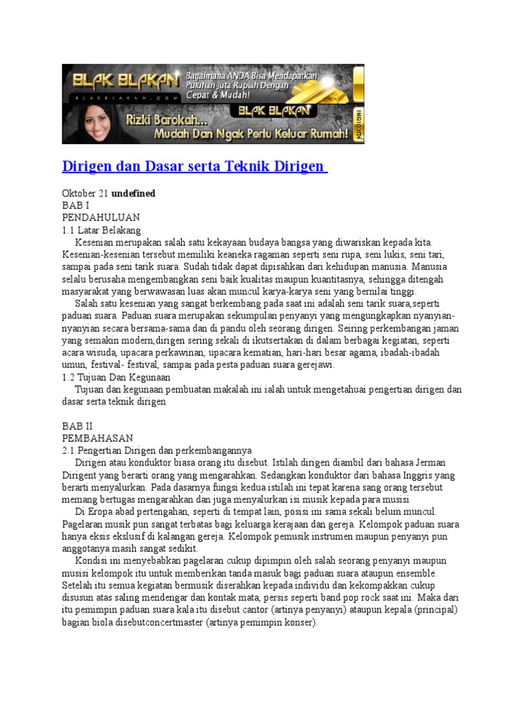 TEKNIK DIRIGEN DAN DASAR-DASARNYA | PDF
