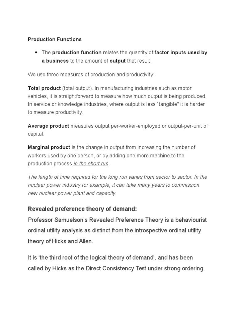 Revealed Preference Theory of Demand | PDF | Demand | Price Elasticity ...