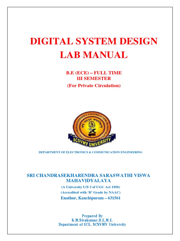 Digital System Design Lab Manual - KMS | PDF | Electronic Circuits | Subtraction