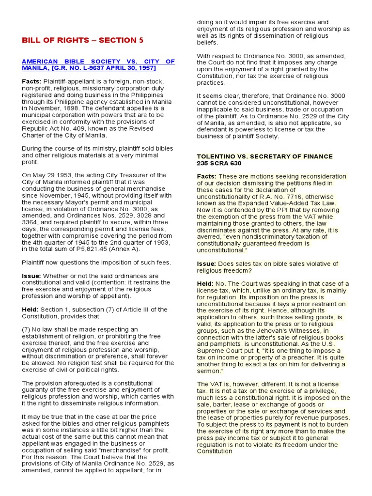 Bill of Rights | PDF | Freedom Of Movement | Free Exercise Clause