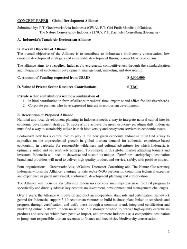 USAID GDA - Indonesia Ecotourism Concept Paper Submission - GWA ...