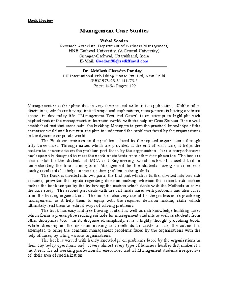 Management Case Studies: Book Review | PDF | Applied Psychology | Cognition