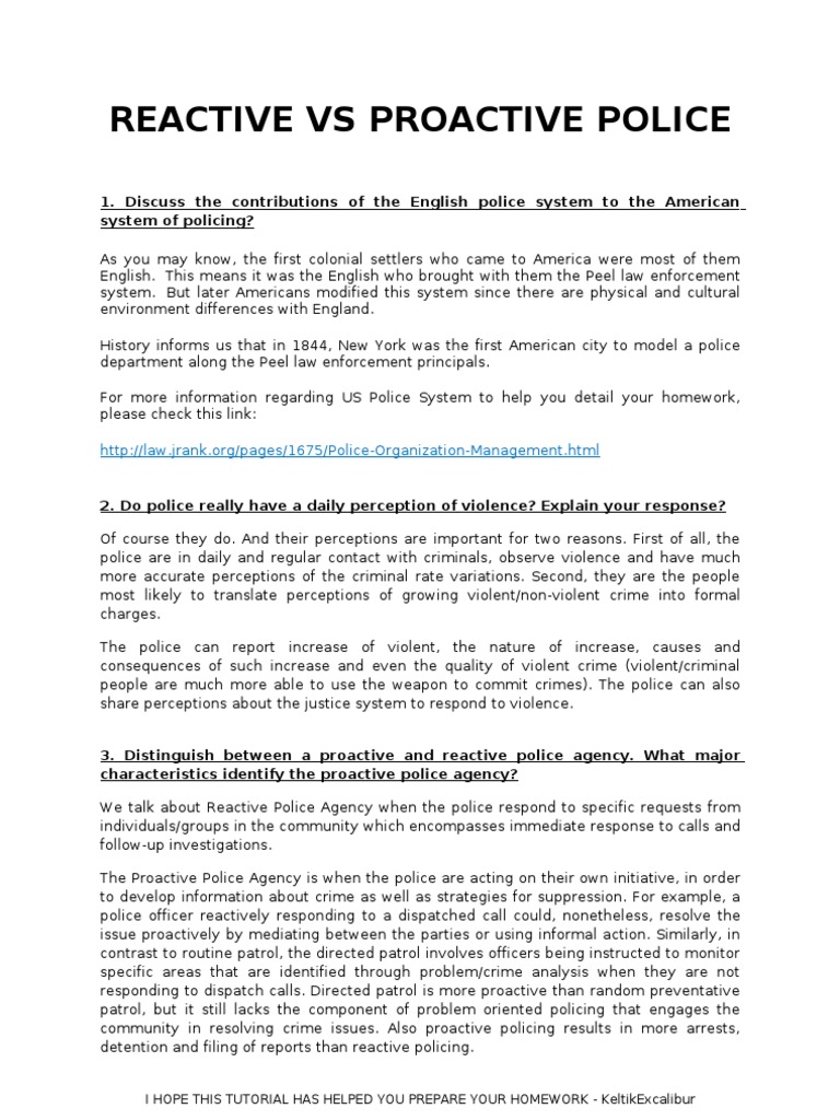 Proactive vs. Reactive Police | PDF | Police | Violence