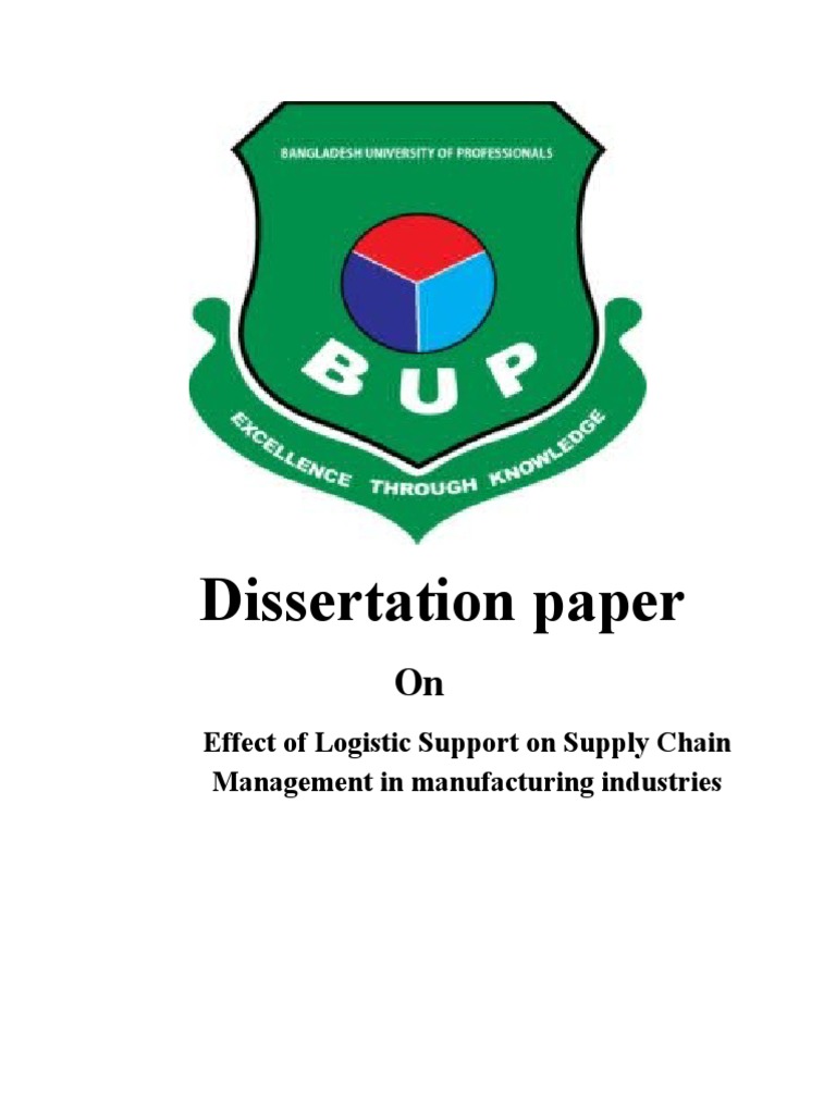 Dissertation Paper On Logistics | PDF | Logistics | Supply Chain