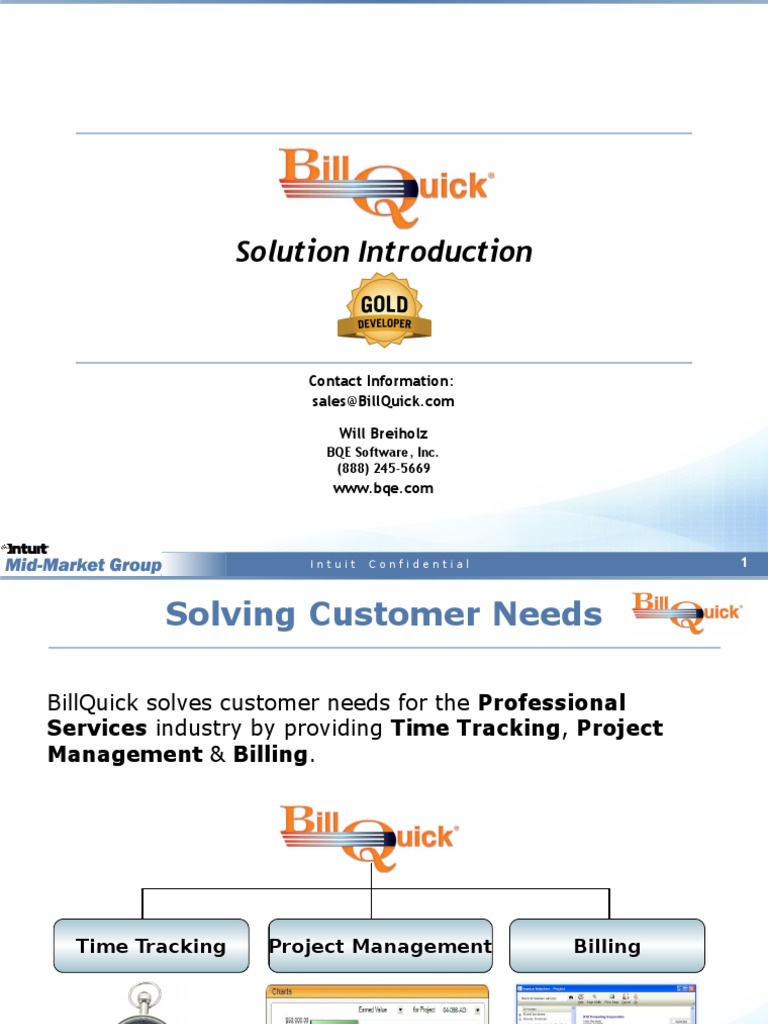 Billquick: Solution Introduction | PDF | Quick Books | Microsoft Windows