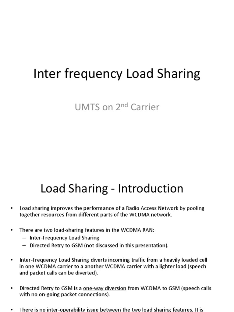 Inter-Frequency Load Sharing in UMTS | PDF | Digital Technology ...