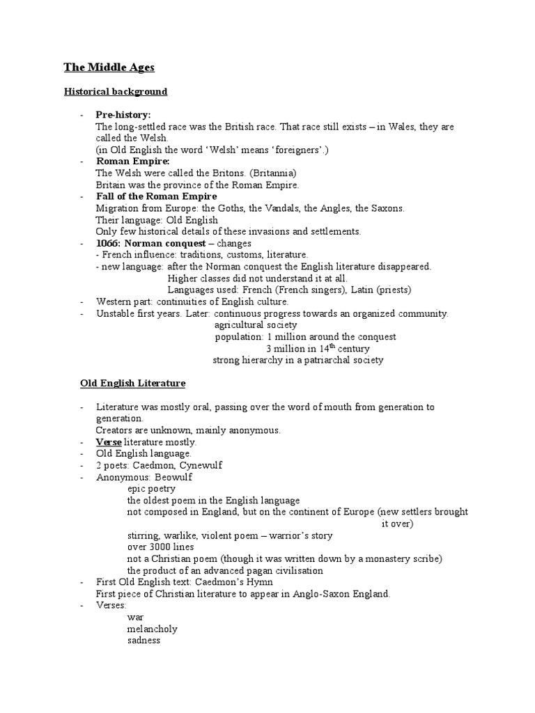 The Middle Ages | PDF | Anglo Saxons | England
