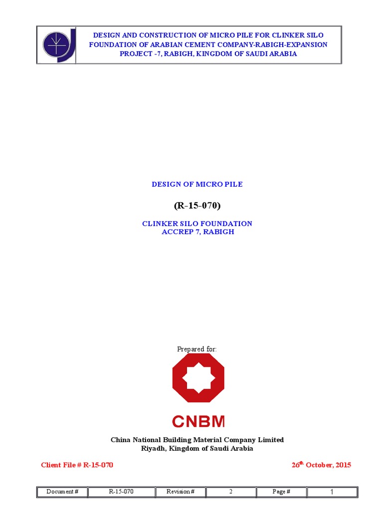 15-070 Micropile Design Calculation Rev 2-26-10 2015 | PDF | Deep ...