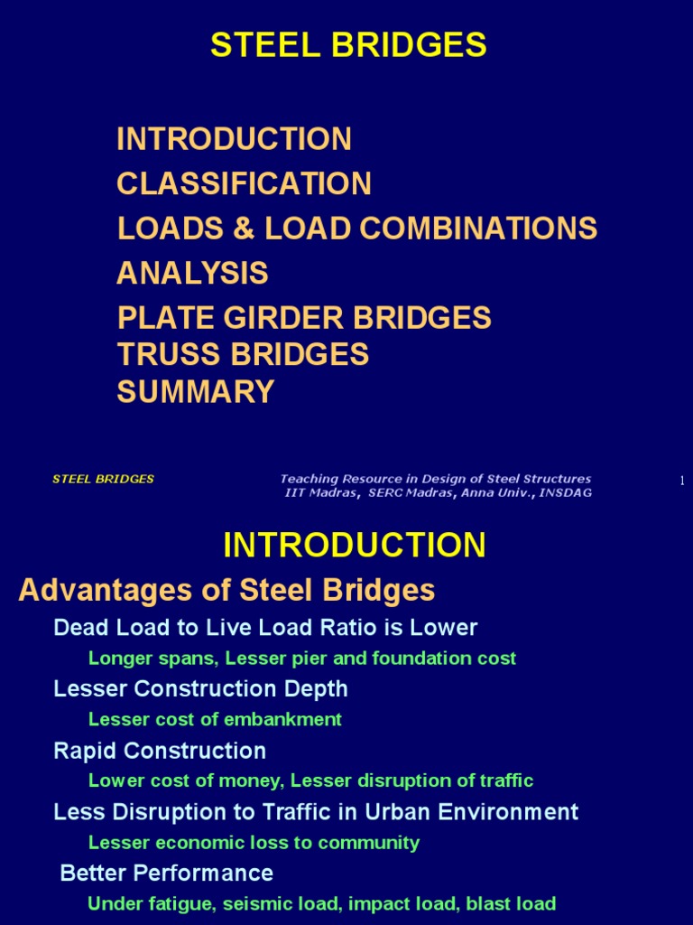 Steel Bridges: Classification Loads & Load Combinations Analysis Plate ...