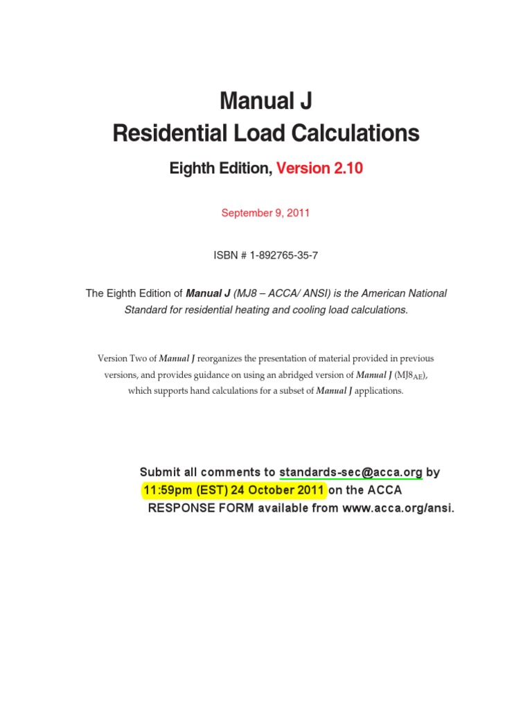 Manual J Residential Load Calculation PDF | PDF | Ventilation ...