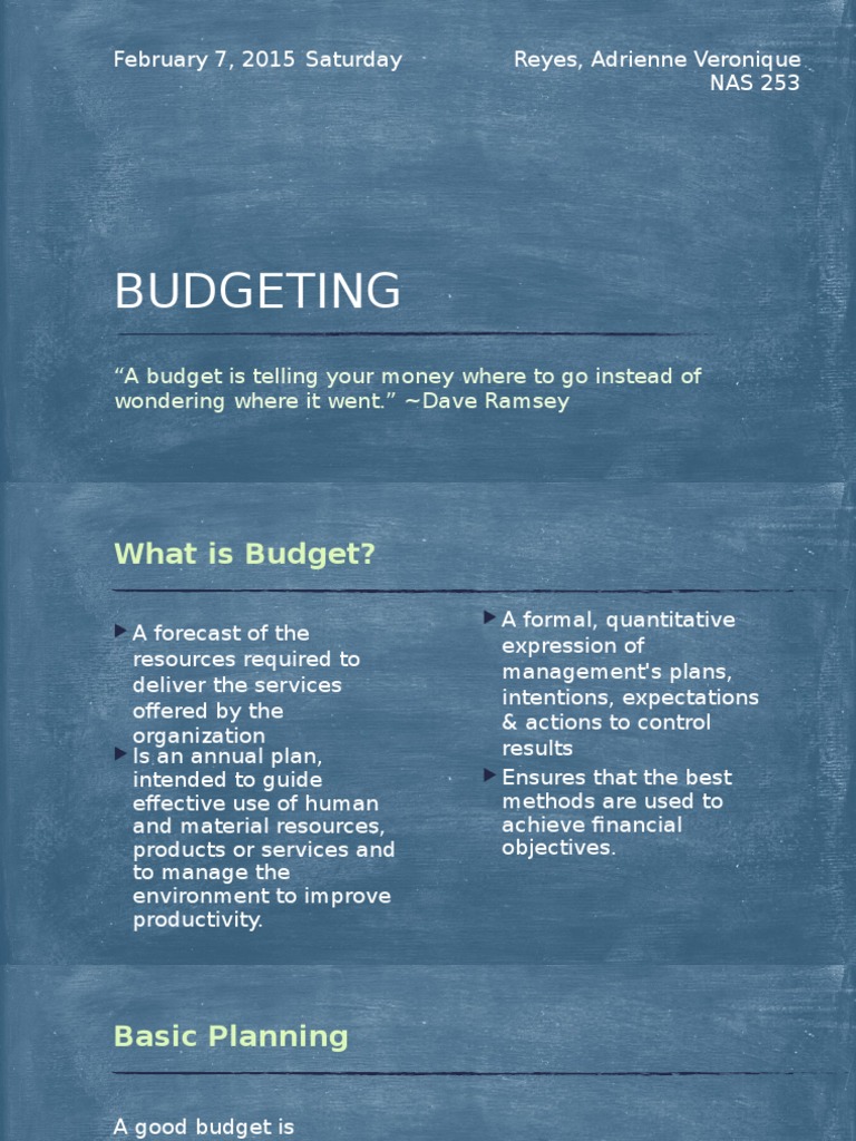 Budgeting (Nursing Department) | Budget | Nursing