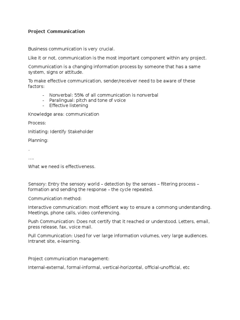 Effective Project Communication Strategies | PDF | Nonverbal ...