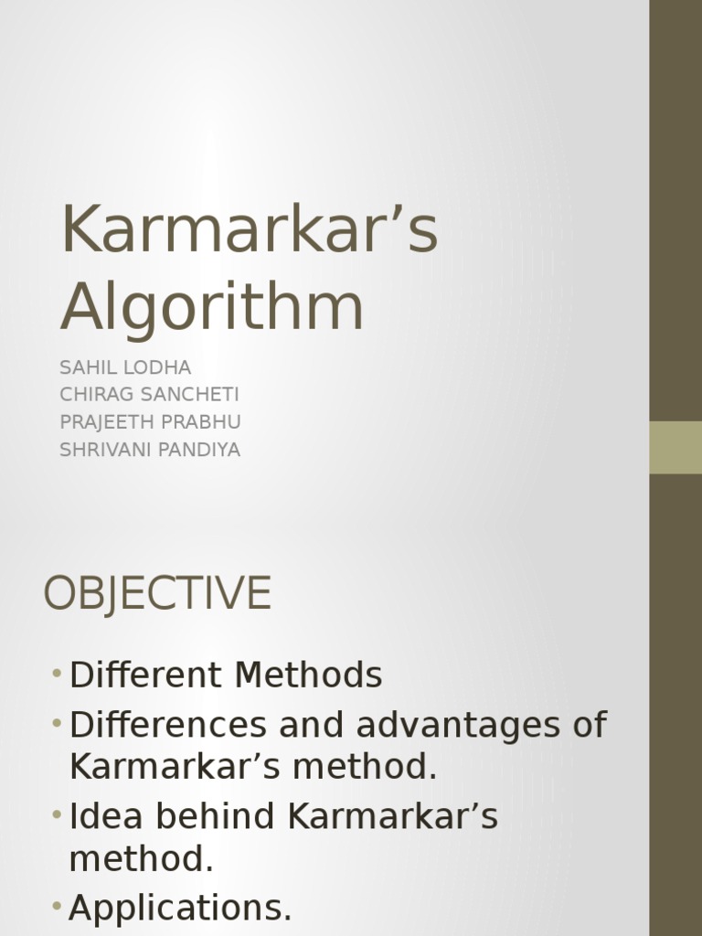 Karmarkar's Algorithm Guide | PDF | Linear Programming | Time Complexity