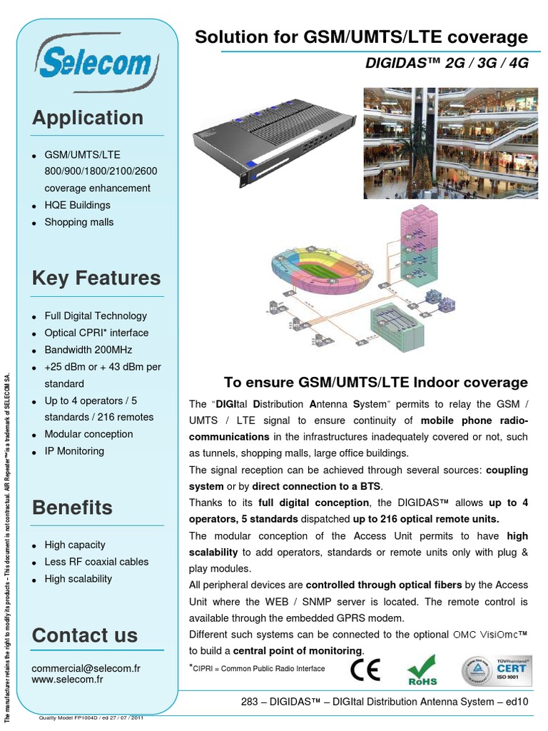 SELECOM - DIGIDAS™ - Digital Distribution Antenna System 2G 3G 4G GSM ...