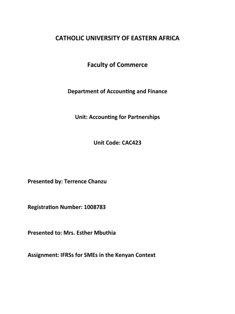 IFRS for SMEs: Kenyan Context Explained | PDF | International Financial ...