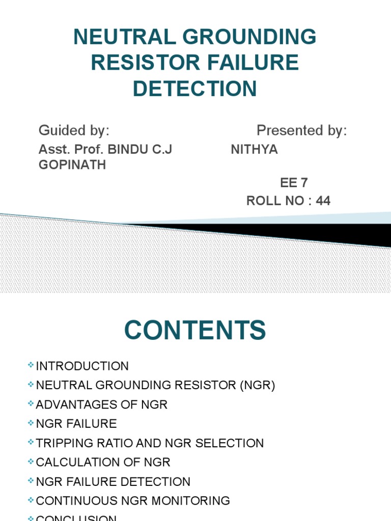 Neutral Grounding Resistor Failure Detection | PDF | Electric Current ...