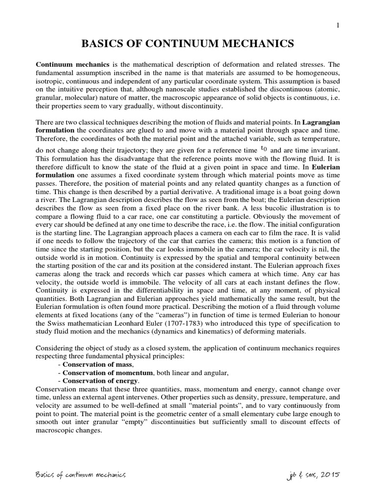 Fundamentals of Continuum Mechanics | PDF | Momentum | Continuum Mechanics