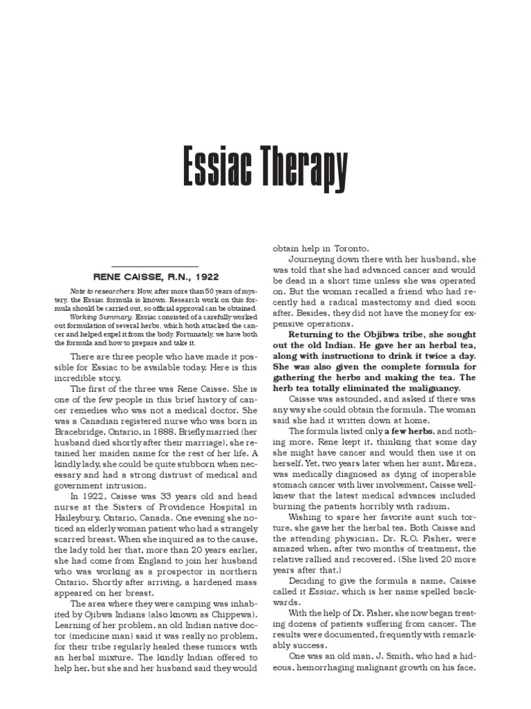 Formula For Essiac Tea (Cancer) | PDF | Cancer | Health Sciences