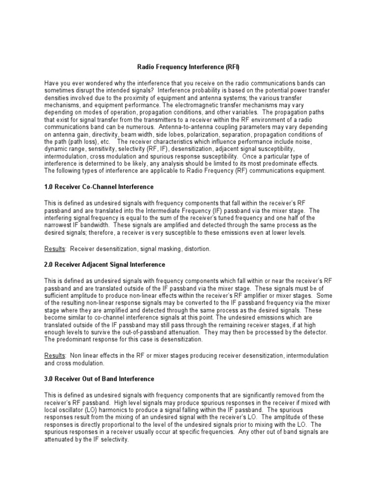 Radio Frequency Interference | PDF | Electromagnetic Interference ...