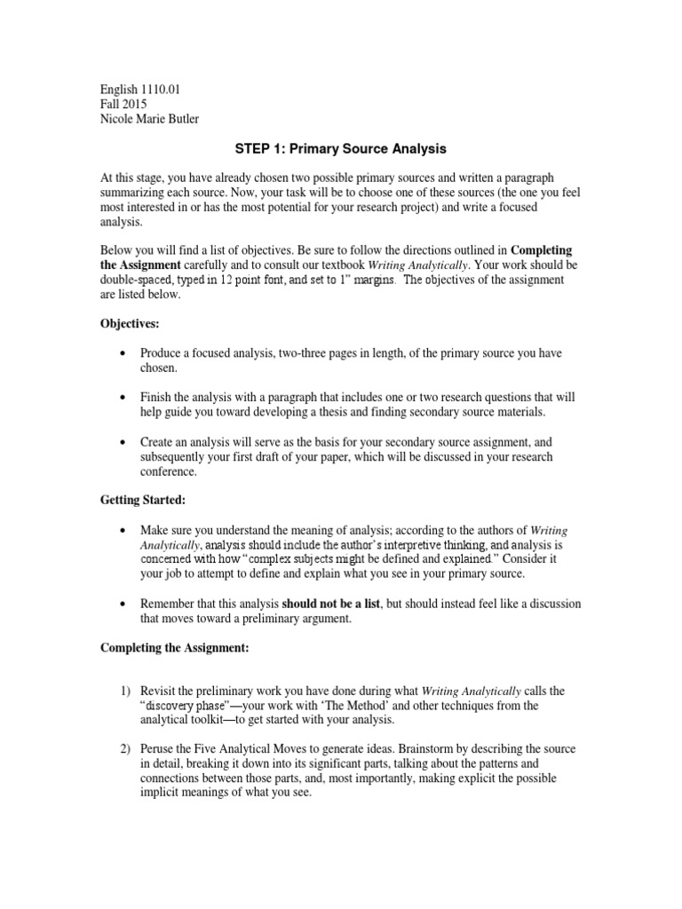 Instructions Primary Source | PDF | Primary Sources | Cognition