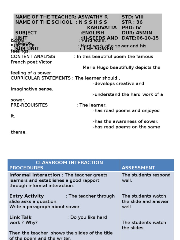ict sower | Poetry | Reading (Process)