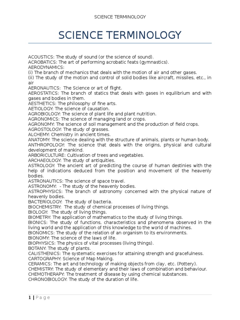 Science Terminology | PDF | Anthropology | Science