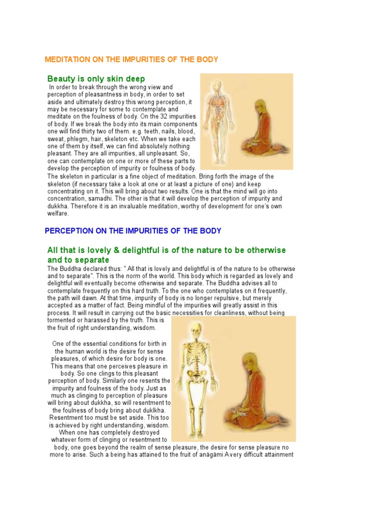 Meditation On The Impurities of The Body Document | PDF | Perception ...