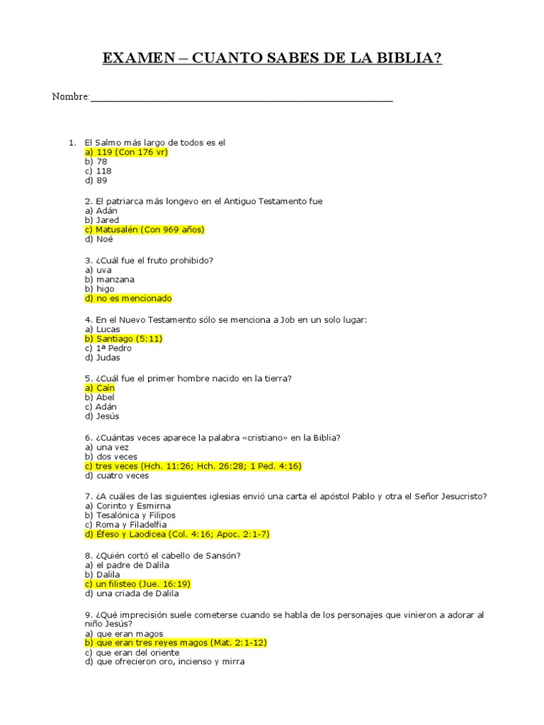 1er Examen Jovenes | PDF | Contenido bíblico | Jesús