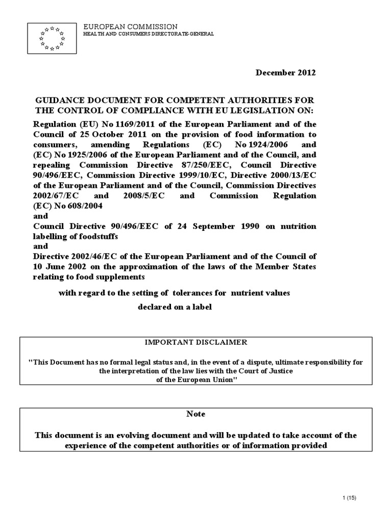 EU Guidance on Food Supplement Labelling | PDF | Dietary Supplements ...