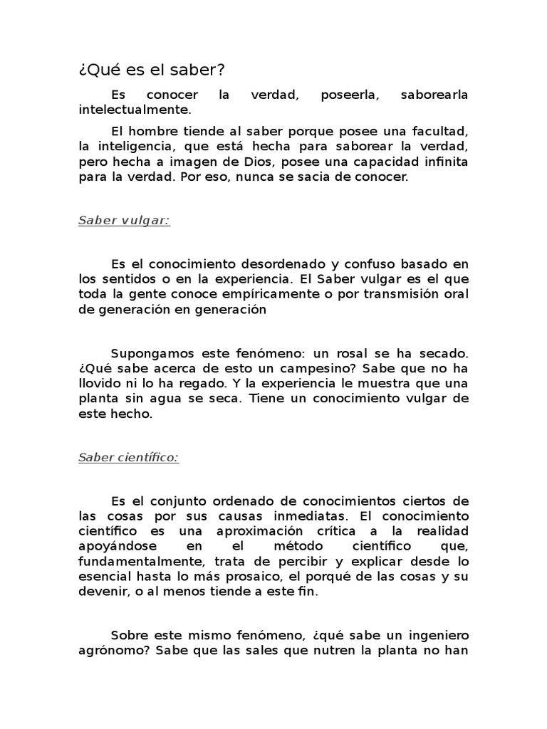 Qué es el saber | PDF | Conocimiento | Razón