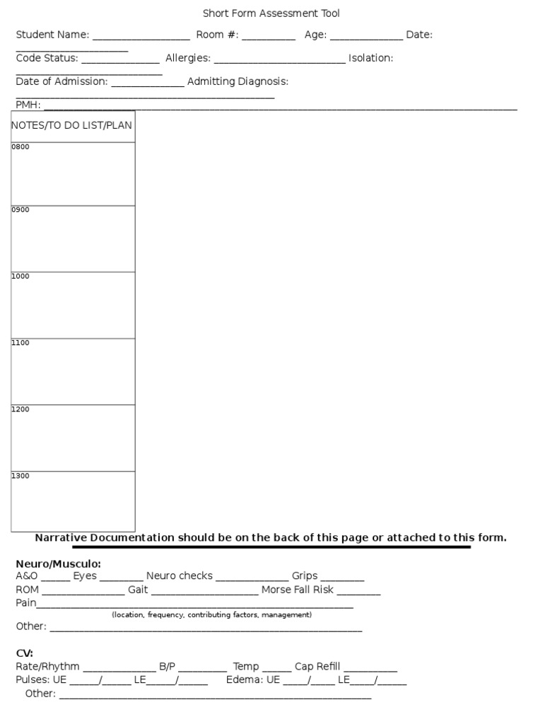 Short Form Assessment Tool | PDF | Career & Growth