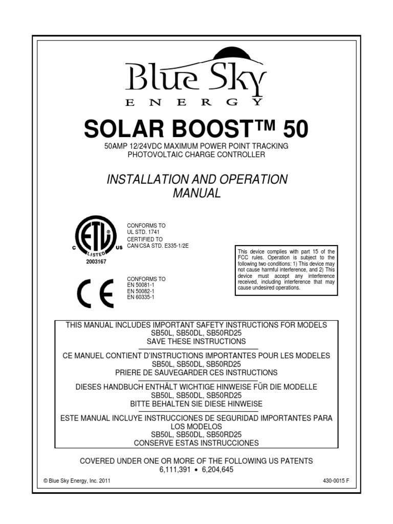 Solar Boost 50L Manual | PDF | Battery (Electricity) | Photovoltaics