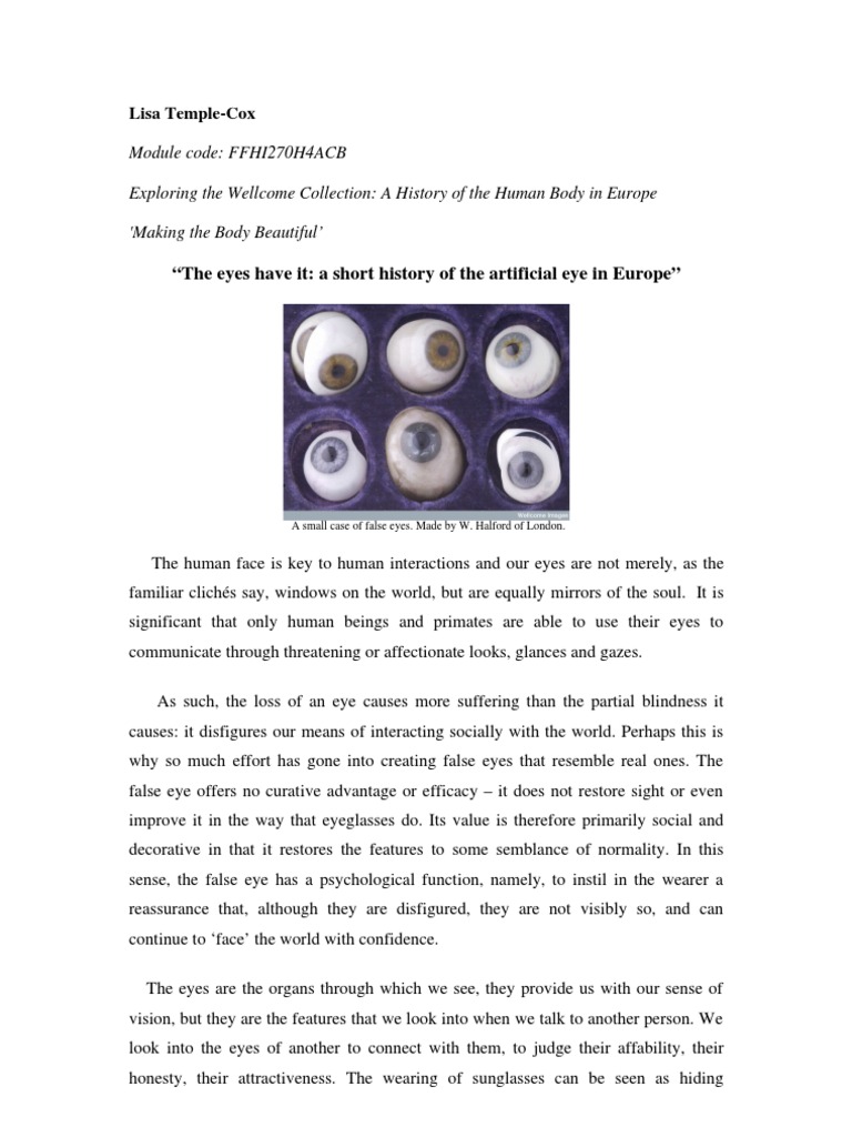 History of Artificial Eyes in Europe | PDF | Prosthesis | Vision