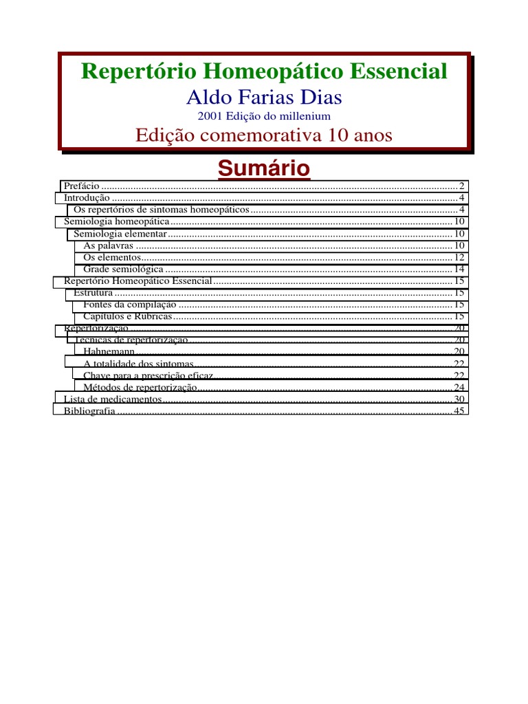 Repertório Homeopático Essencial | PDF | Homeopatia | Palavra
