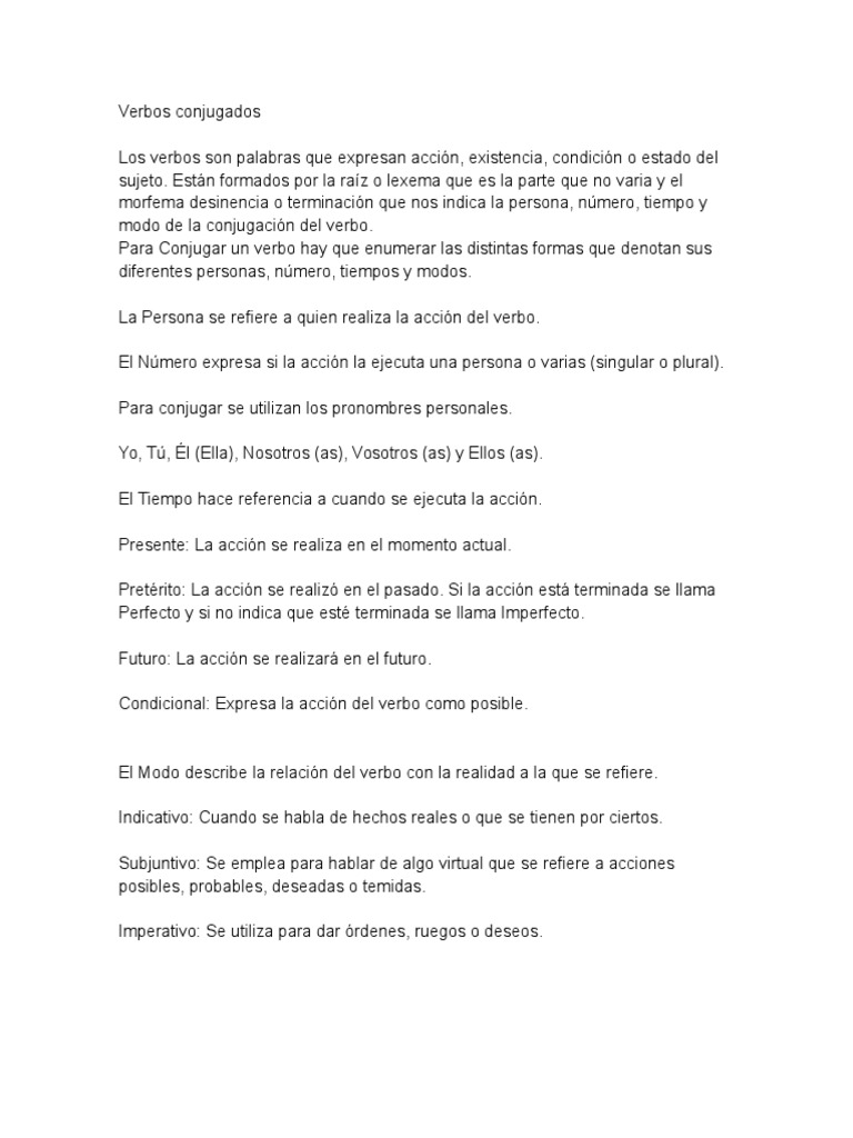 Verbos Conjugados | PDF | Numero Gramatical | Verbo