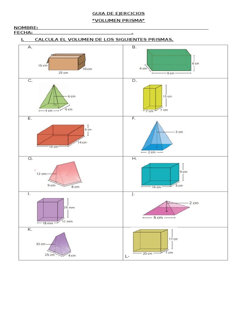Guia de Aprendizaje Volumen Prismas | PDF