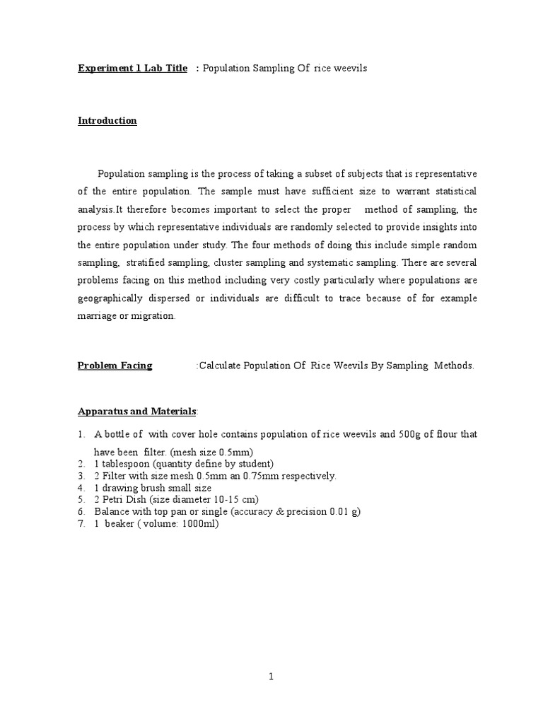Lab1 Ecology | PDF | Sampling (Statistics) | Mean