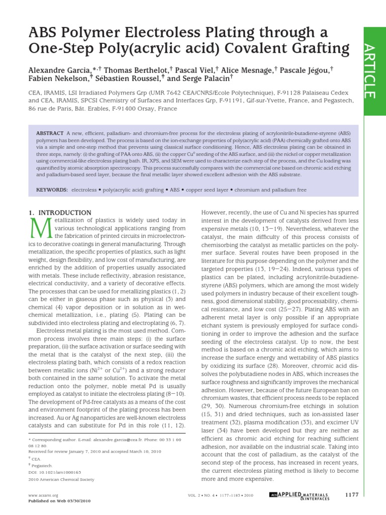 ABS Polymer Electroless Plating | PDF | Carboxylic Acid | X Ray ...