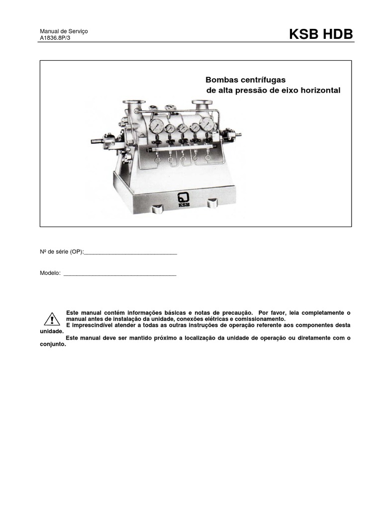 Manual Bomba HDB | PDF | Óleo de motor | Lubrificação